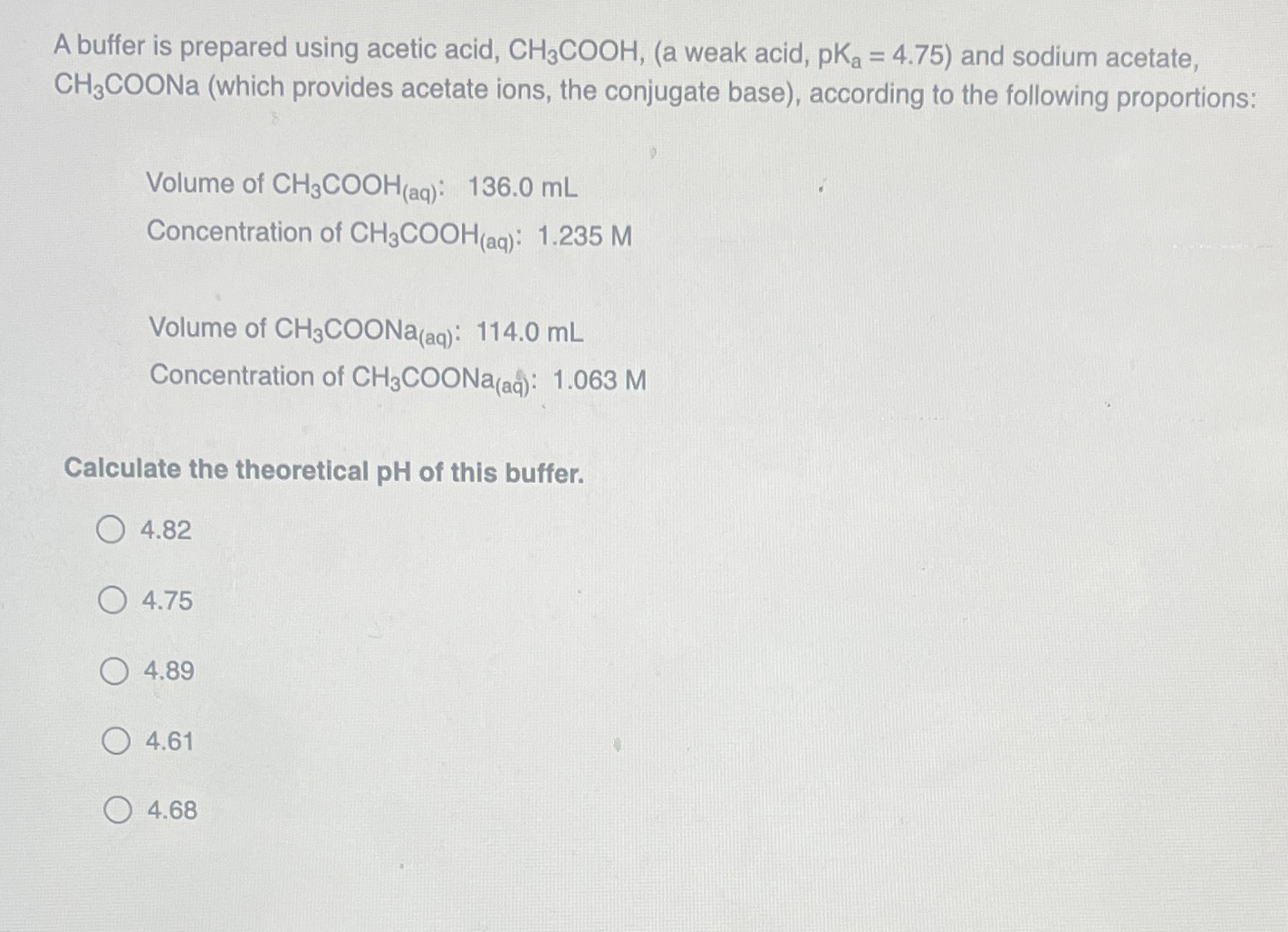 Solved A buffer is prepared using acetic acid, CH3COO H, (a | Chegg.com
