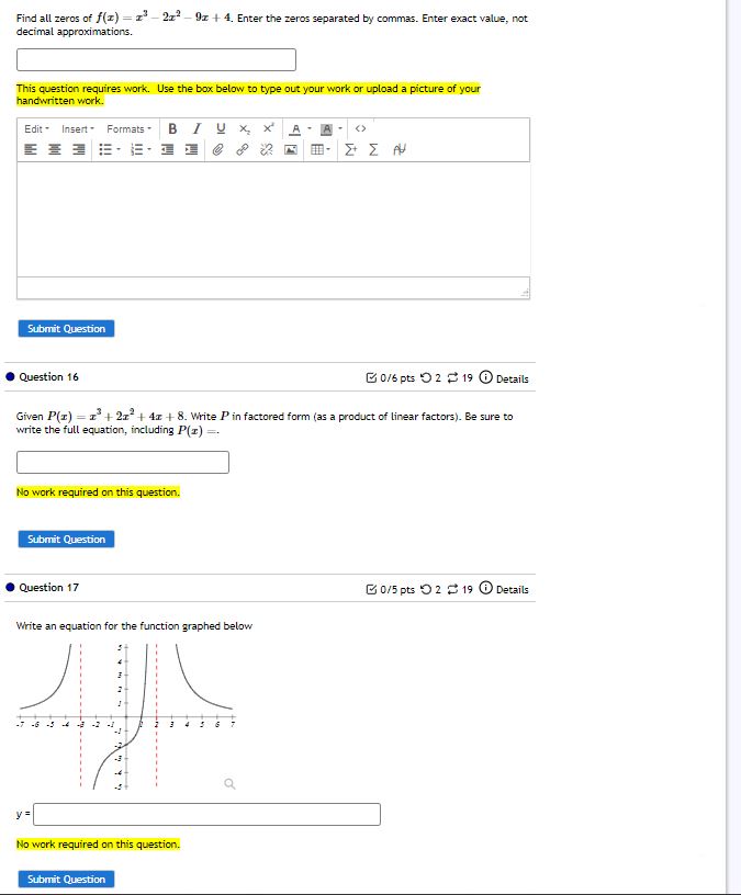 Solved Find all zeros of f(x)=x3-2x2-9x+4. ﻿Enter the zeros | Chegg.com