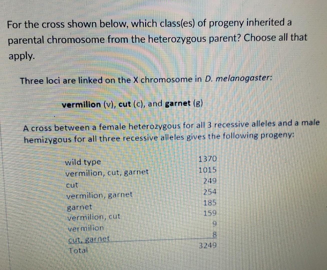 Solved For the cross shown below, which class(es) of progeny | Chegg.com