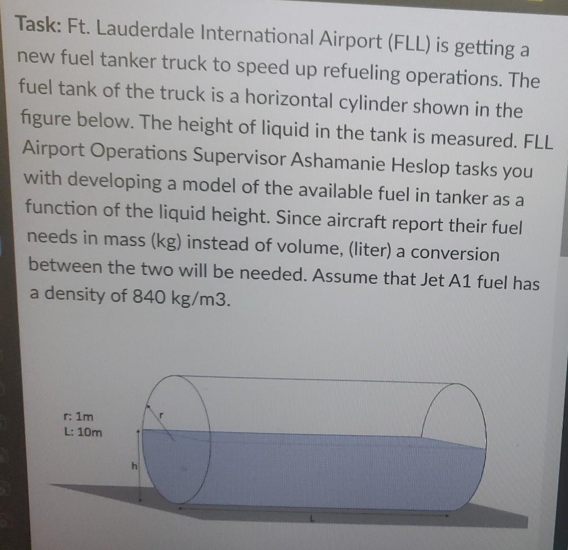 Solved Task: Ft. Lauderdale International Airport (FLL) is | Chegg.com