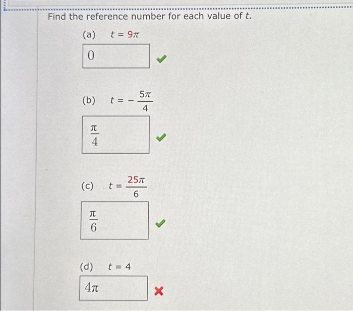 Solved Find the reference number for each value of t. (a) | Chegg.com