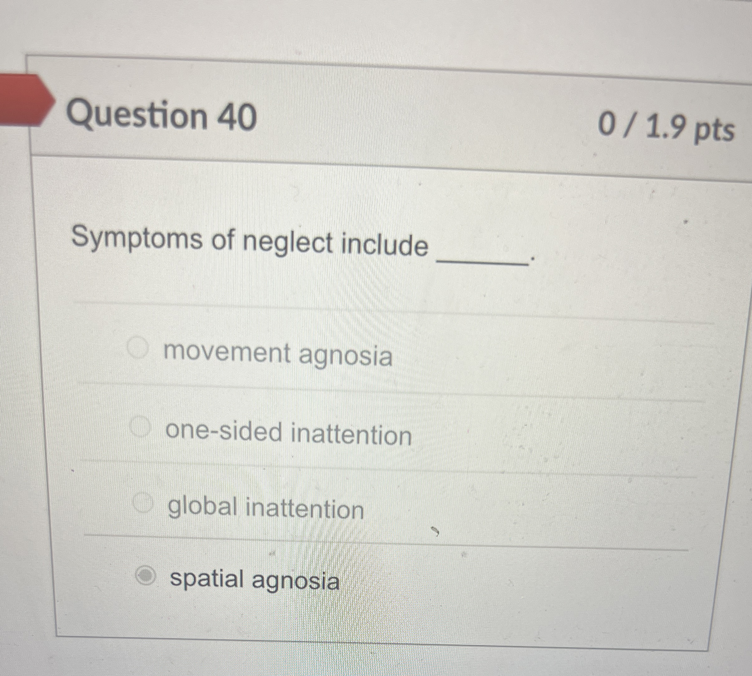 Solved Question 4001.9 ﻿ptsSymptoms of neglect | Chegg.com