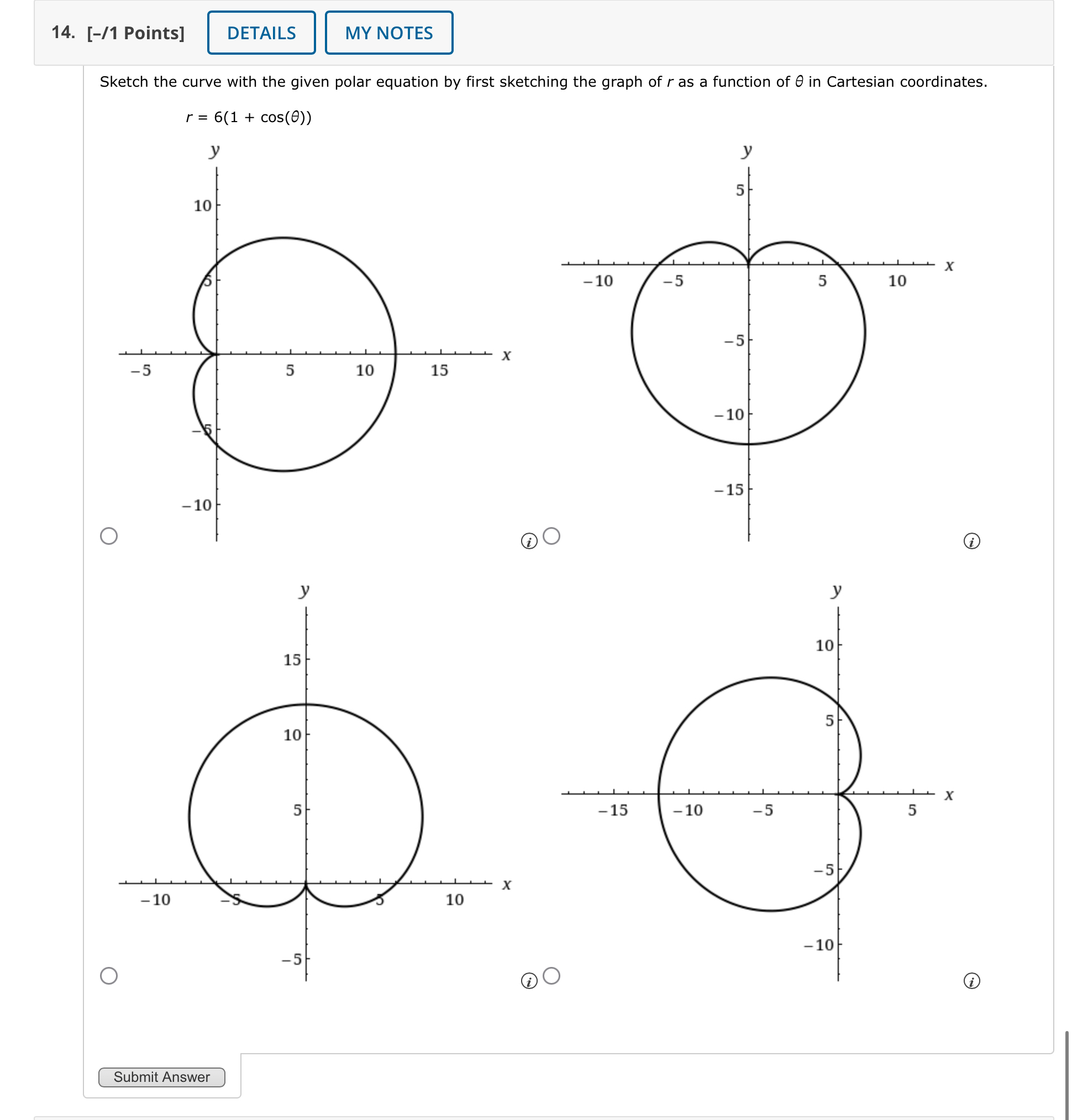 Solved [-/1 ﻿Points]Sketch the curve with the given polar | Chegg.com