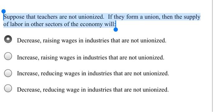 Solved Suppose that teachers are not unionized. If they form | Chegg.com