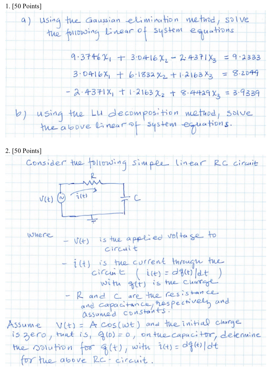 Solved [50 ﻿Points]a) ﻿Using the Gaussian elimination | Chegg.com