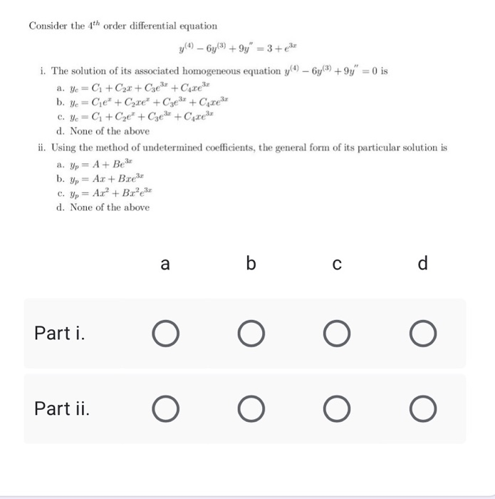 Solved Consider the 4th order differential equation y(") - | Chegg.com