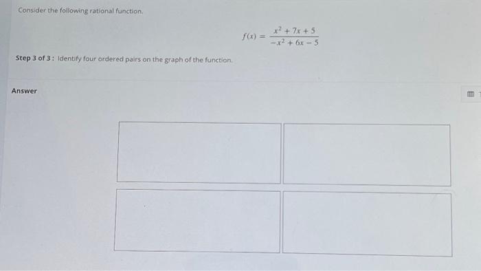 Solved Consider the following rational function. Step 3 of | Chegg.com