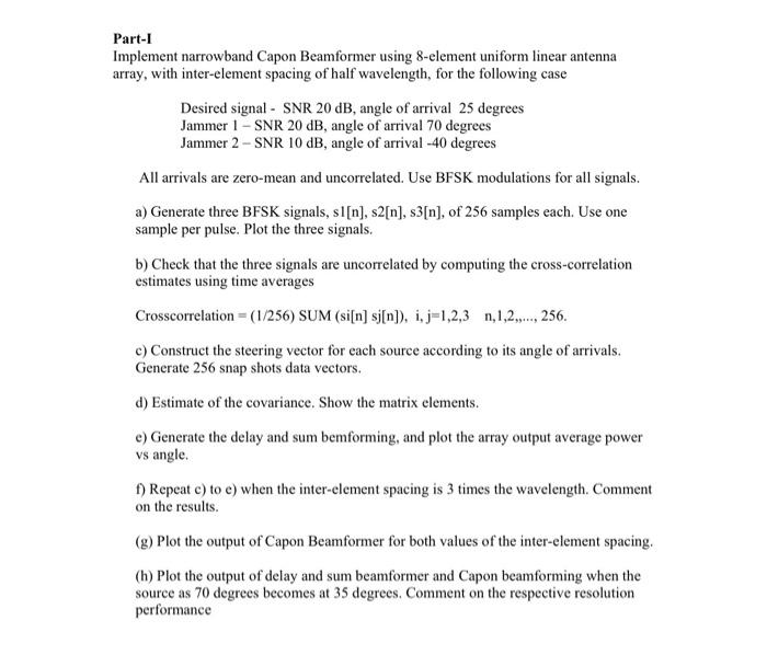 Solved art-I nplement narrowband Capon Beamformer using | Chegg.com