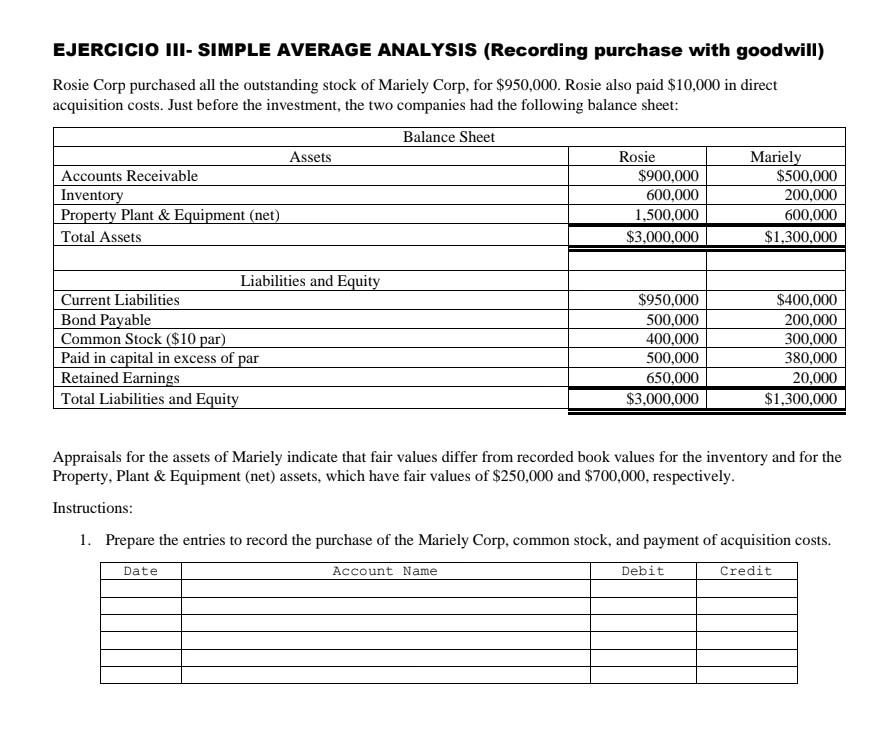 Solved EJERCICIO III- SIMPLE AVERAGE ANALYSIS (Recording | Chegg.com