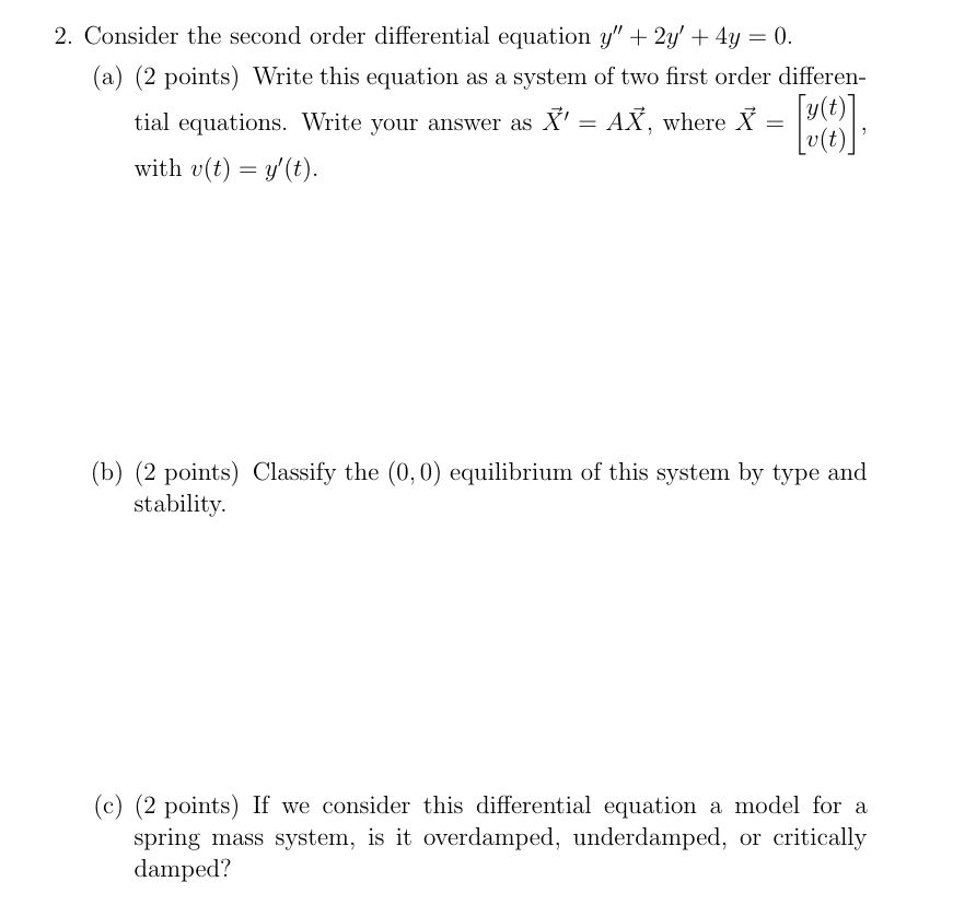 Solved Consider the second order differential equation | Chegg.com