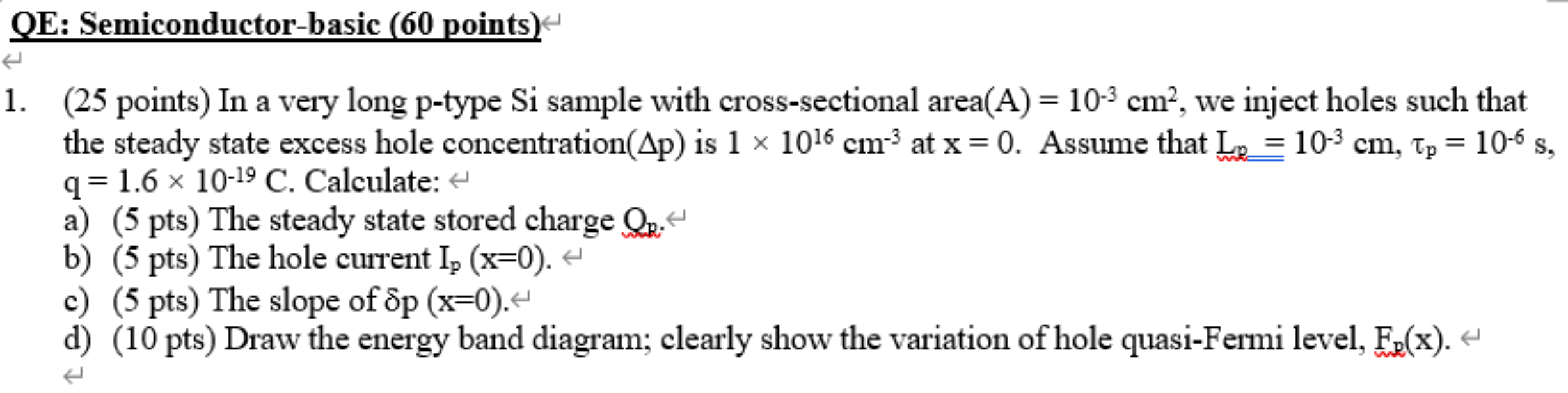 Solved QE: Semiconductor-basic (60 ﻿points)(25 ﻿points) ﻿In | Chegg.com