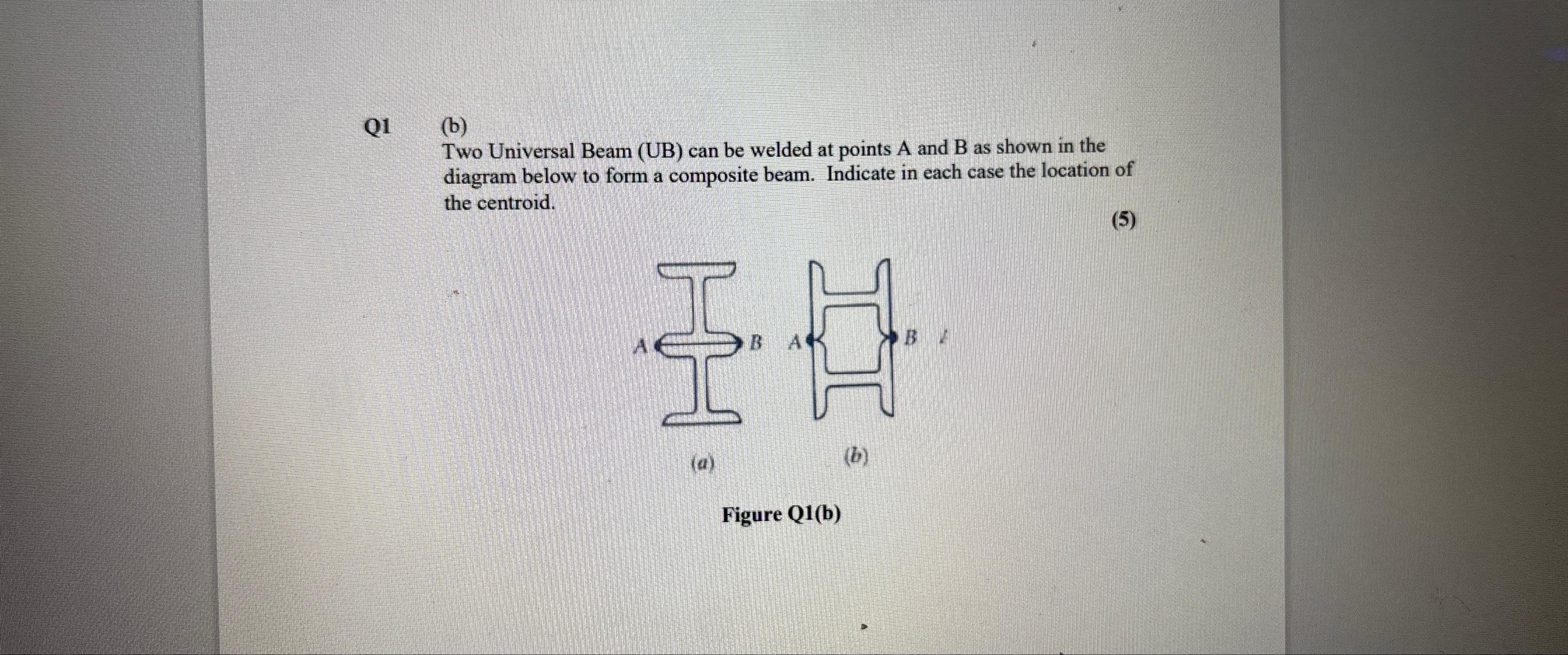 Solved Q1 (b)Two Universal Beam (UB) ﻿can be welded at | Chegg.com