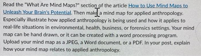 Read the "What Are Mind Maps?" section of the article | Chegg.com
