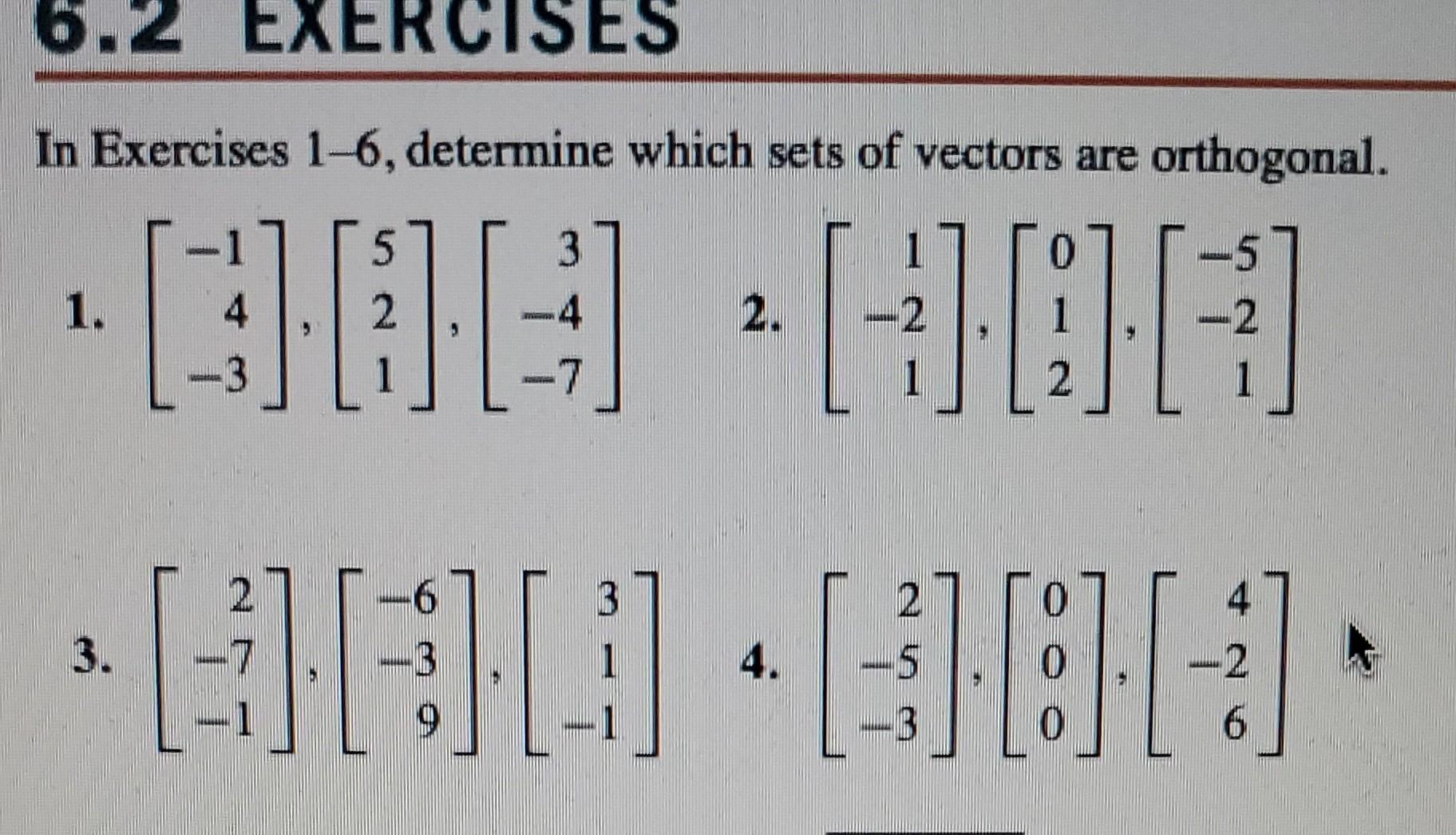 Solved In Exercises 1-6, determine which sets of vectors are | Chegg.com
