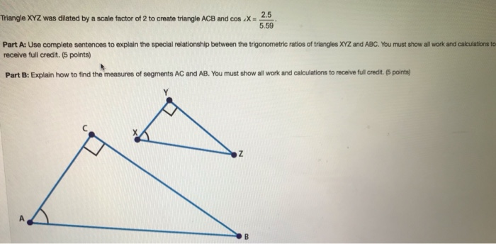 Solved Triangle XYZ was dilated by a scale factor of 2 to | Chegg.com