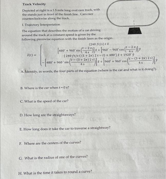 Solved Track Velocity Depicted at right is a 1.5 mile long | Chegg.com