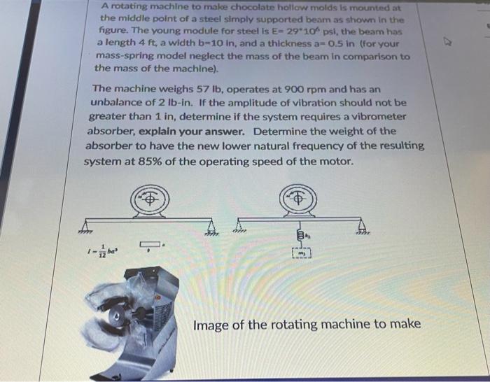 Solved A rotating machine to maloe chocolate hollow molds is | Chegg.com