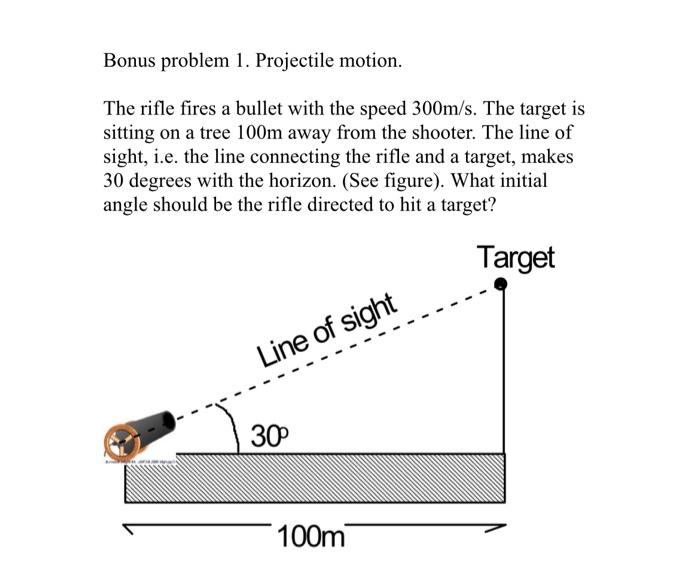Solved Bonus problem 1. Projectile motion. The rifle fires a | Chegg.com