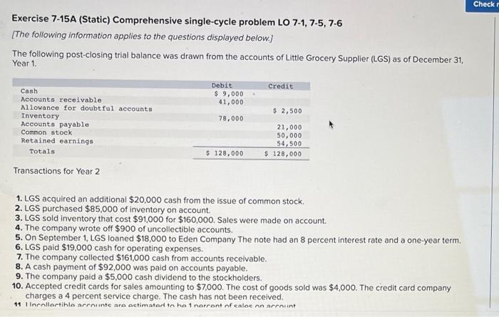 Solved Exercise 7-15A (Static) Comprehensive single-cycle | Chegg.com