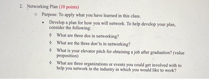 Solved 2. Networking Plan ( 10 points) Purpose: To apply | Chegg.com