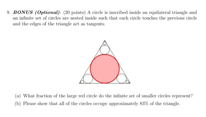 Solved BONUS (Optional): (20 points) A circle is inscribed | Chegg.com