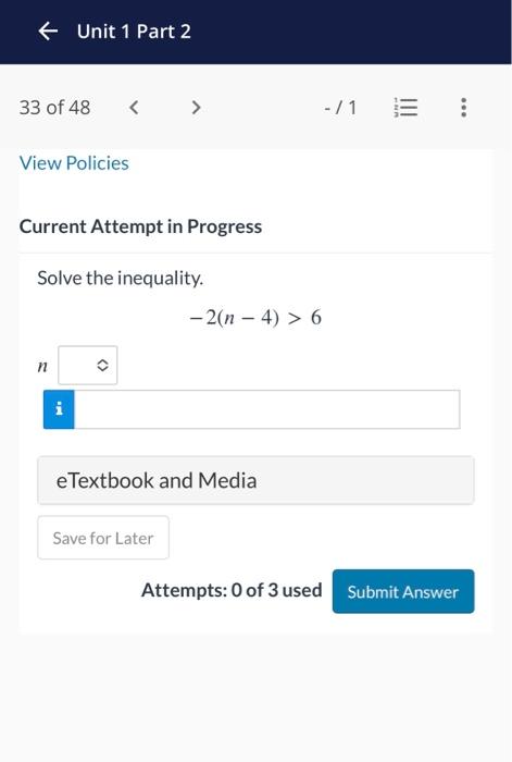 Solved Current Attempt in Progress Solve the inequality. | Chegg.com