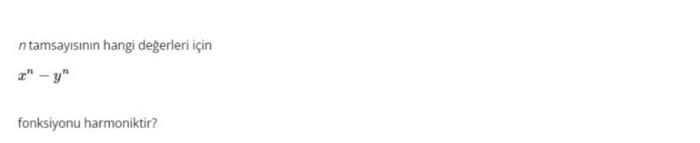 Solved n tamsayısının hangi degerleri için xn−yn fonksiyonu | Chegg.com