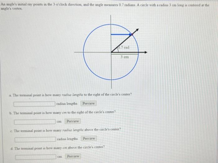 Solved a. An angle's initial ray points in the 3-o'clock | Chegg.com