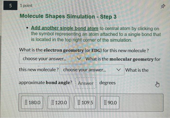 Molecule ShapesMolecule Shapes Simulation - Step 1 In | Chegg.com