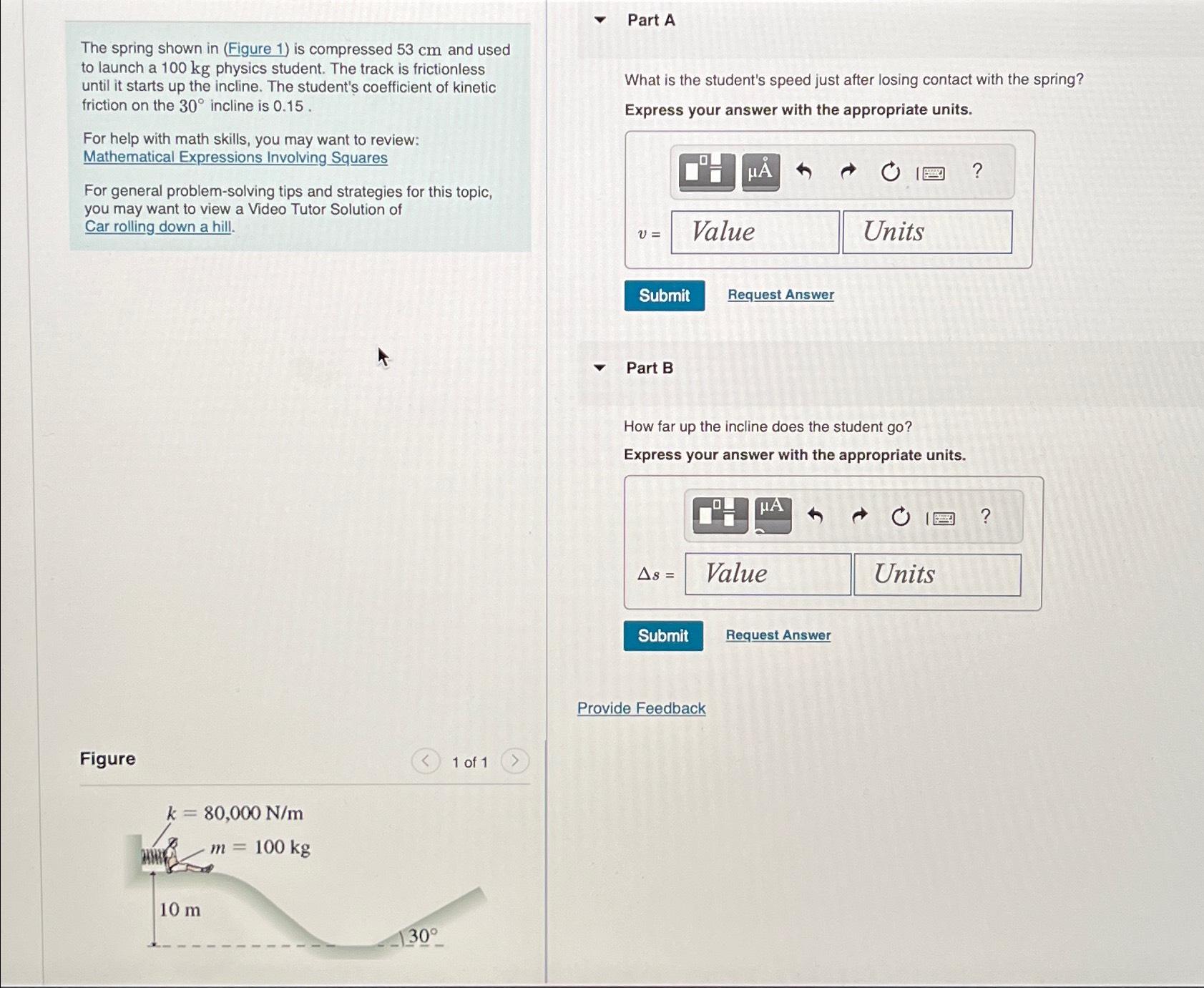 Solved Part AThe spring shown in (Figure 1) ﻿is compressed | Chegg.com