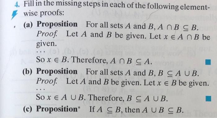 Solved 4. Fill in the missing steps in each of the following | Chegg.com