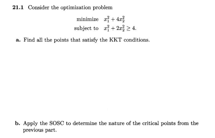 21.1 Consider the optimization problem minimize | Chegg.com