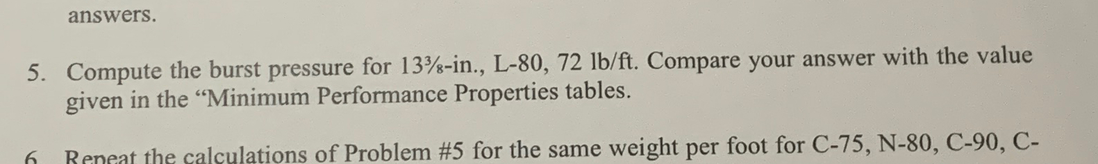 Solved Needing help finding burst pressure please | Chegg.com