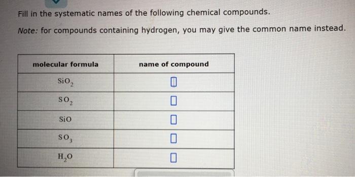 Solved Fill in the systematic names of the following | Chegg.com