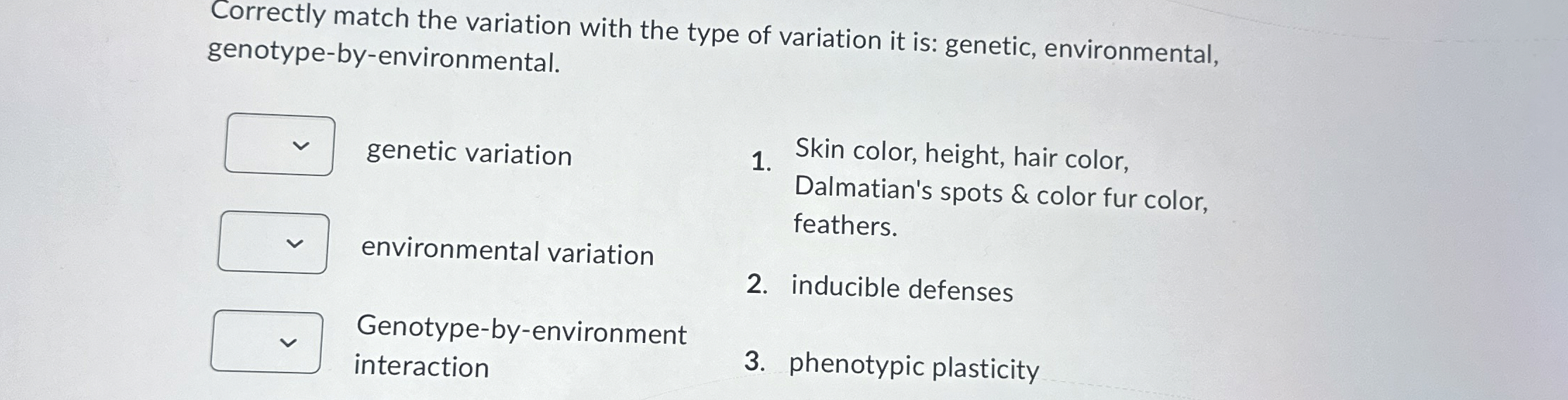Solved Correctly match the variation with the type of | Chegg.com