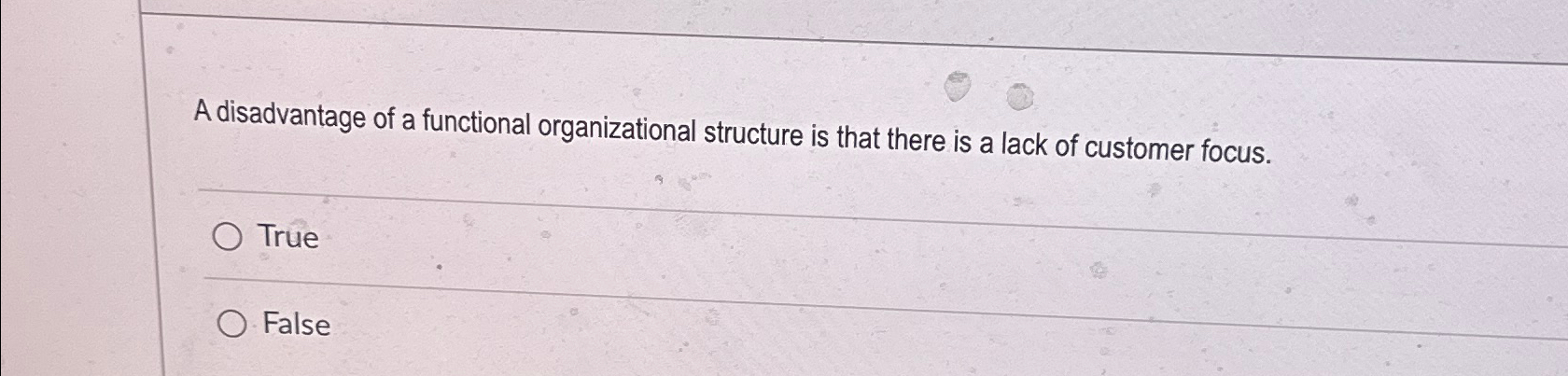 Solved A disadvantage of a functional organizational | Chegg.com