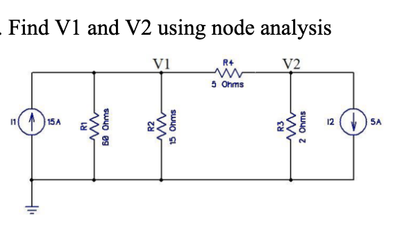 Solved Find V1 ﻿and V2 ﻿using node analysis | Chegg.com