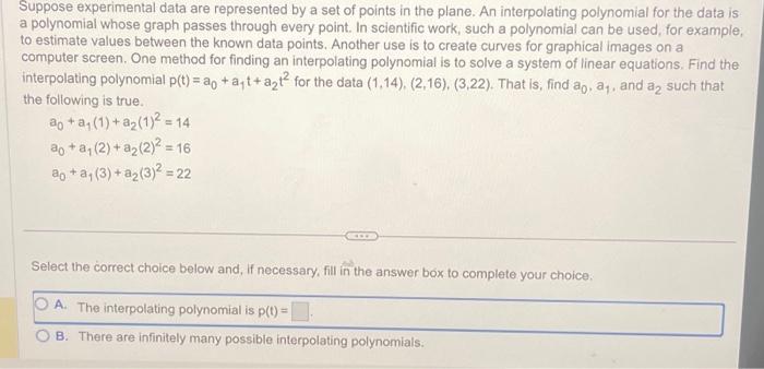 Solved Suppose experimental data are represented by a set of | Chegg.com