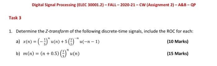 Solved Digital Signal Processing (ELEC 30001.2) - | Chegg.com