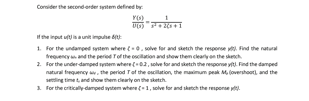 Solved by an EXPERT Consider the second-order system defined | Chegg.com