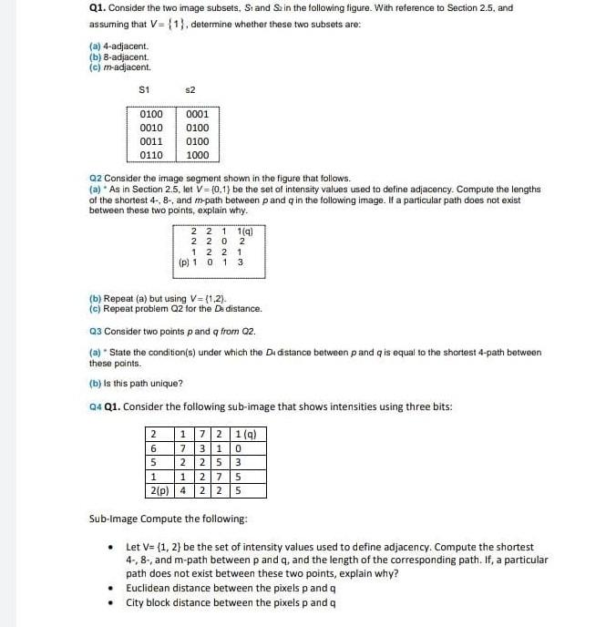 Solved Q1. Consider the two image subsets, S and S in the | Chegg.com
