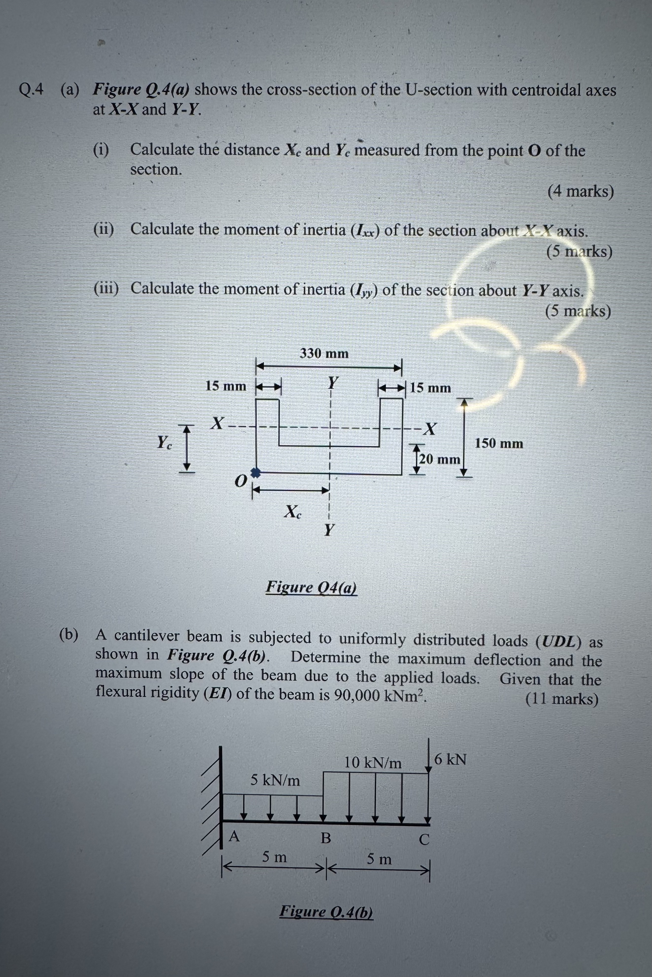 Solved Q. 4 (a) ﻿Figure Q.4(a) ﻿shows the cross-section of | Chegg.com