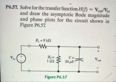 P6.57. ﻿Solve for the transfer function | Chegg.com