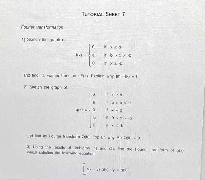 Solved Fourier transformation 1) Sketch the graph of | Chegg.com