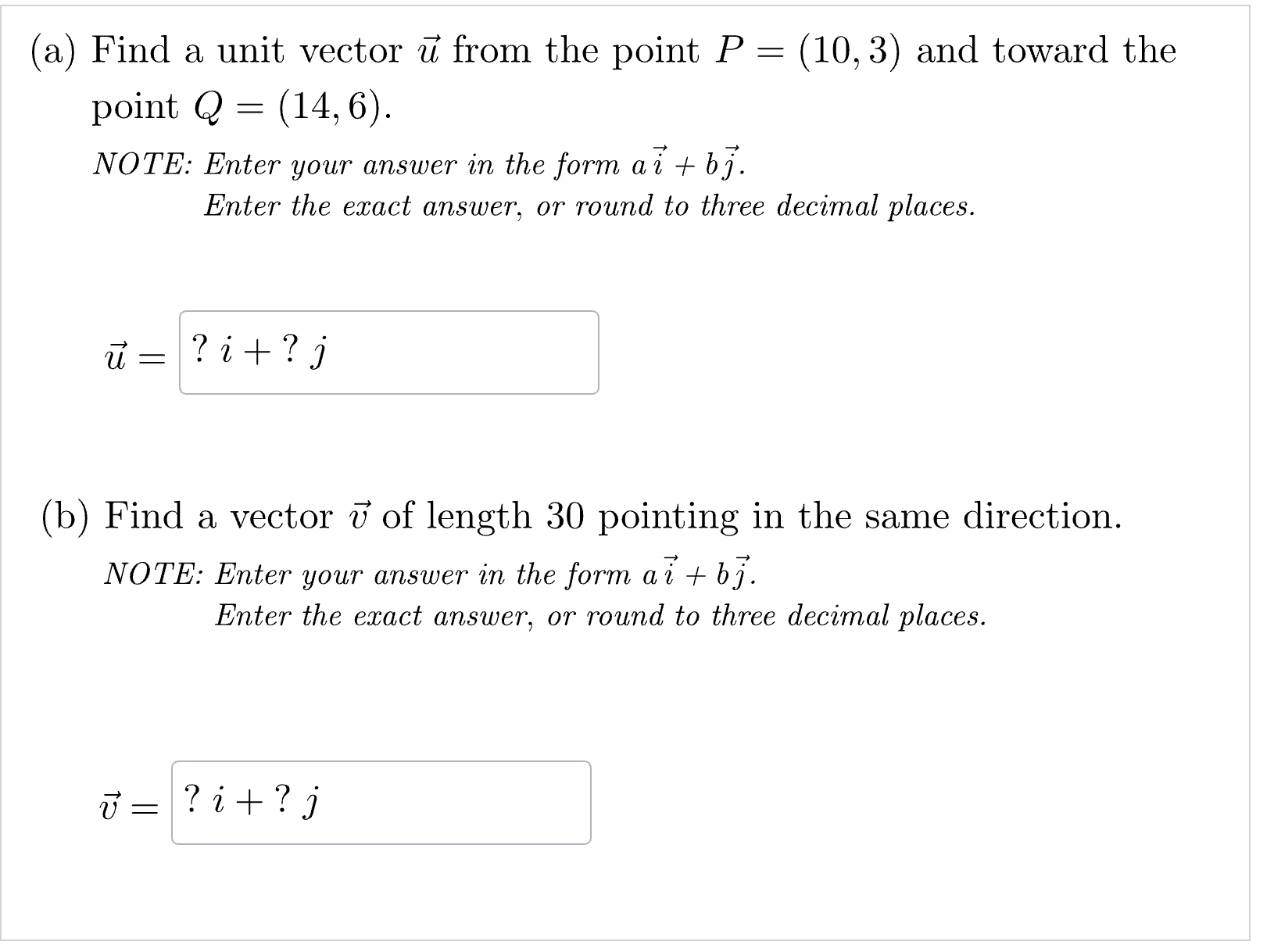 Solved (a) Find a unit vector vec(u) from the point P=(10,3) | Chegg.com
