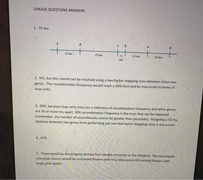 Solved LINKAGE QUESTIONS: 1. Genes a, b, c, d, e, and fare | Chegg.com