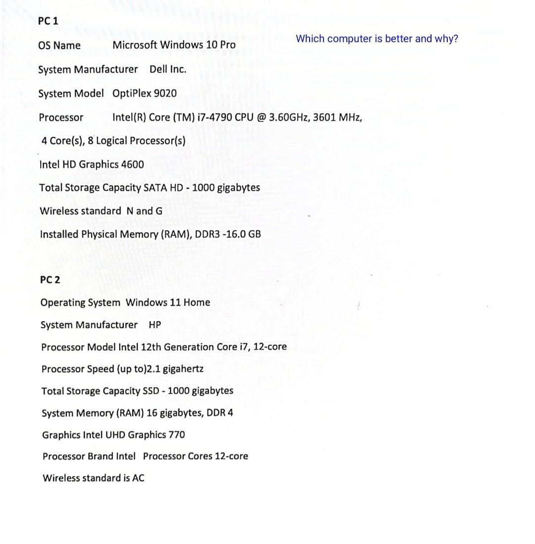 Solved PC 2 Operating System Windows 11 Home System | Chegg.com