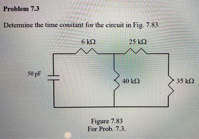 Solved Problem 7.3 Determine the time constant for the | Chegg.com