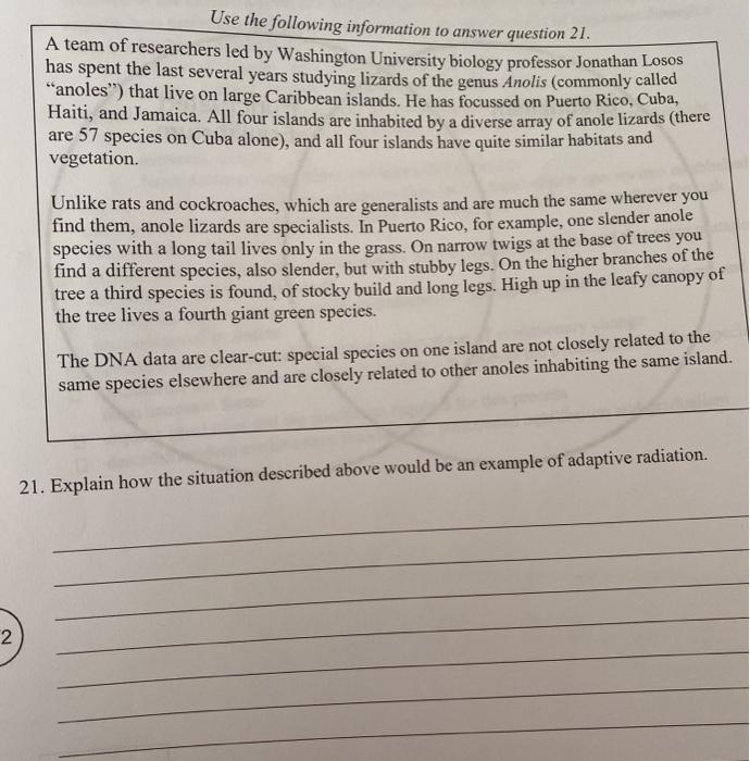 Solved Use the following information to answer question 21. | Chegg.com