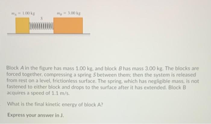 Solved MA 100kg - 3.00 kg Block A in the figure has mass | Chegg.com